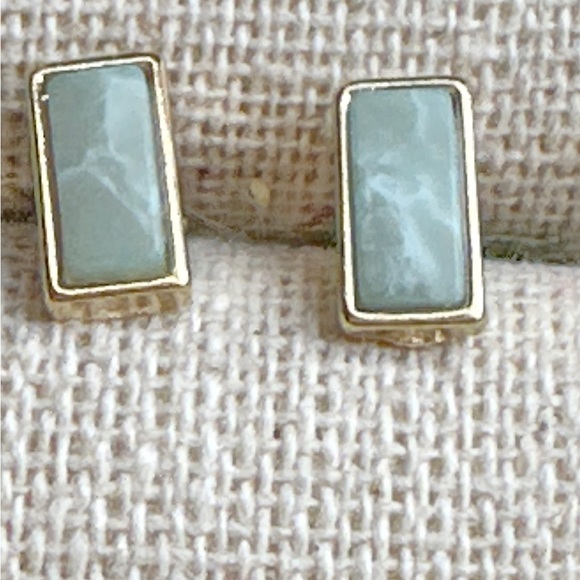 Alquimia | Jewelry | Green Amazonite Bar Gold Stud Earrings | Poshmark